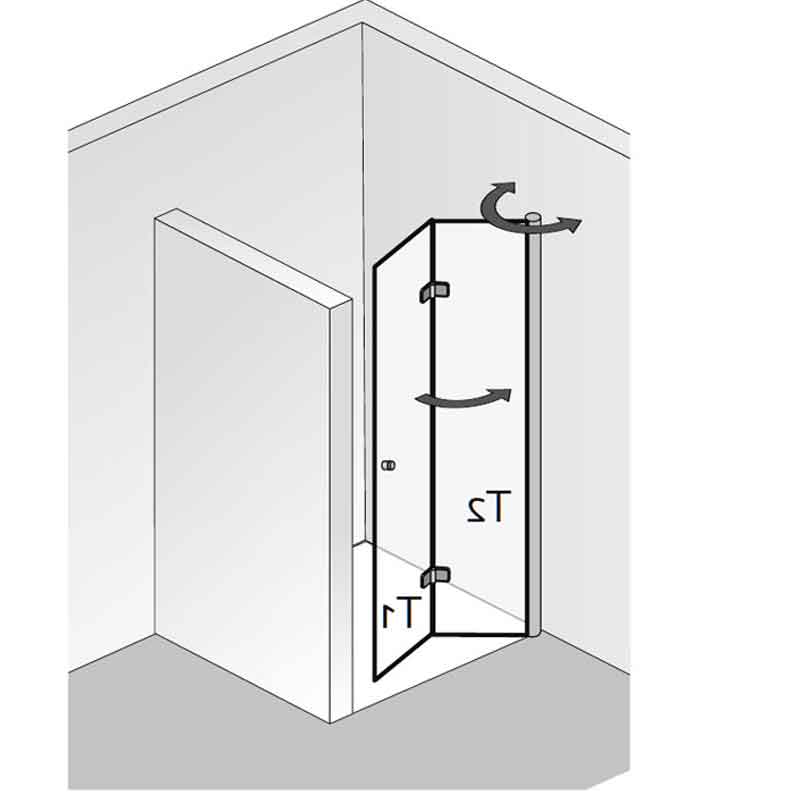HSK Exklusiv Drehfalttür Duschkabine Nische 100 cm | Alu Silber Matt | mit Edelglas | ESG klar ...