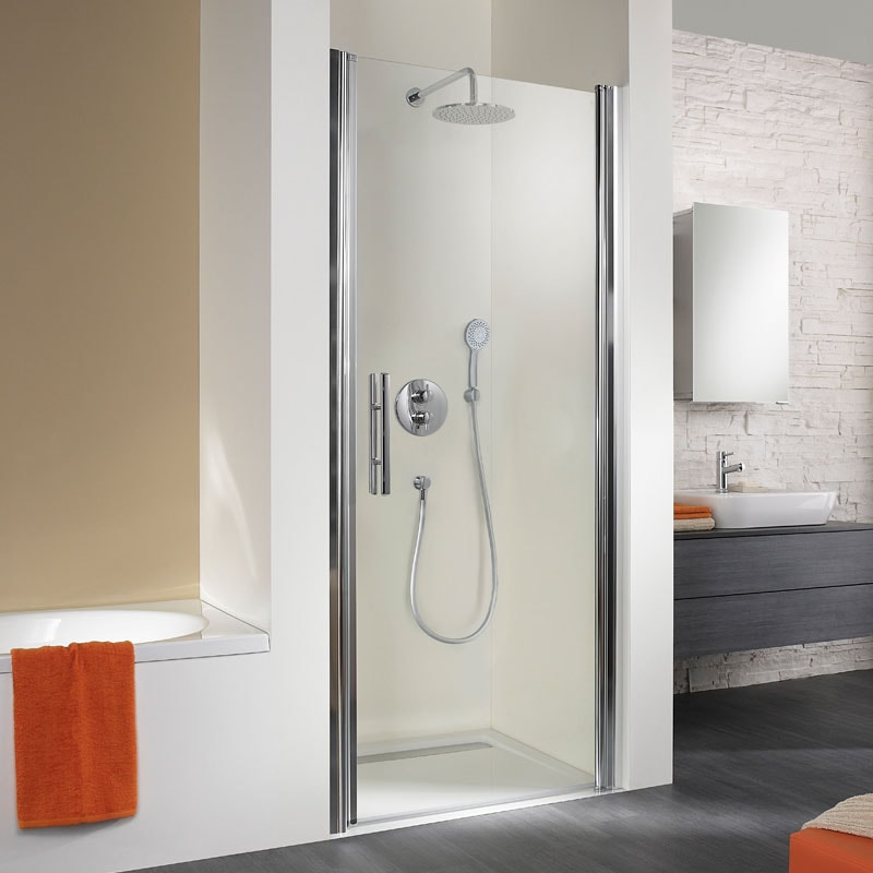 HSK Exklusiv Drehtür Duschkabine in Nische 75 cm | Alu Silber Matt | mit Stangengriff | ohne ...