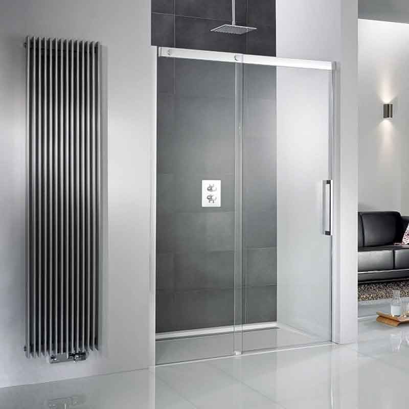 HSK K2P Schiebetür Nische 2-teilig 140 cm | chrom optik (Alu poliert) | mit TwinSeal | ESG klar ...