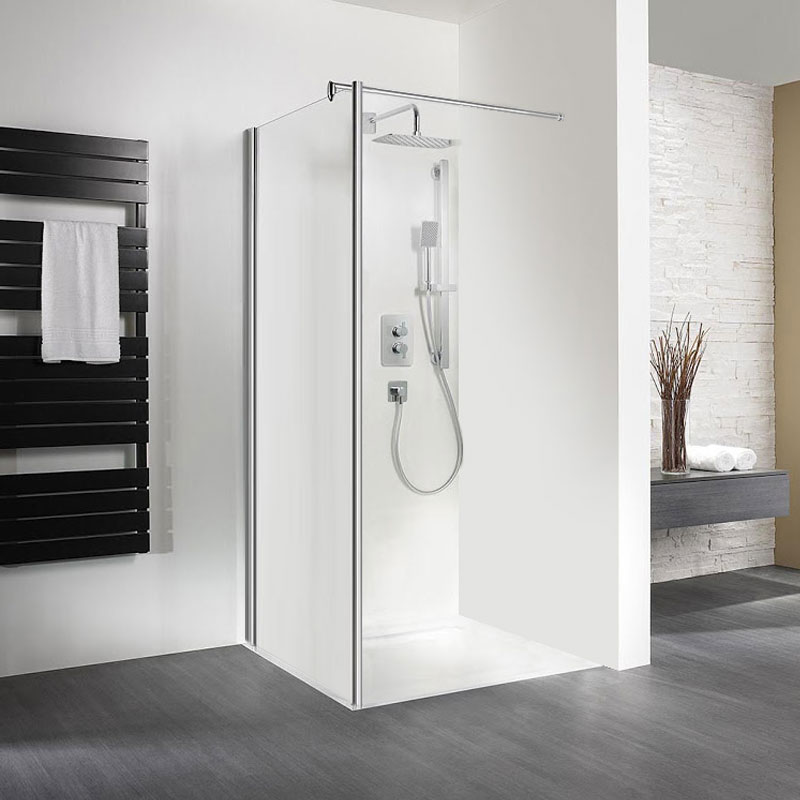 HSK Exklusiv Seitenwand 90 cm für Pendeltür | chrom optik (Alu poliert) | mit Edelglas | ESG ...