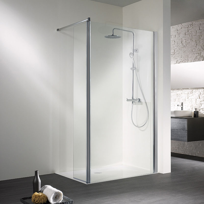HSK Walk In Easy 1 Duschkabine 100 cm | Alu Silber Matt | mit Edelglas | ESG klar | 100 cm ...