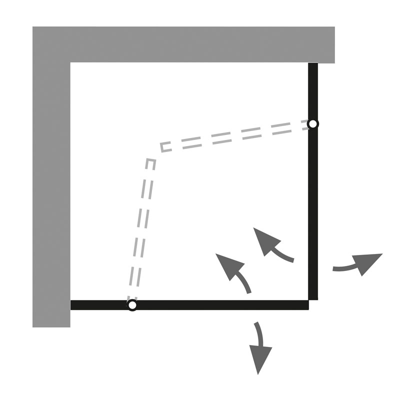 HSK Exklusiv Eckeinstieg Duschkabine 4-teilig | chrom optik (Alu poliert) | mit Stangengriff ...