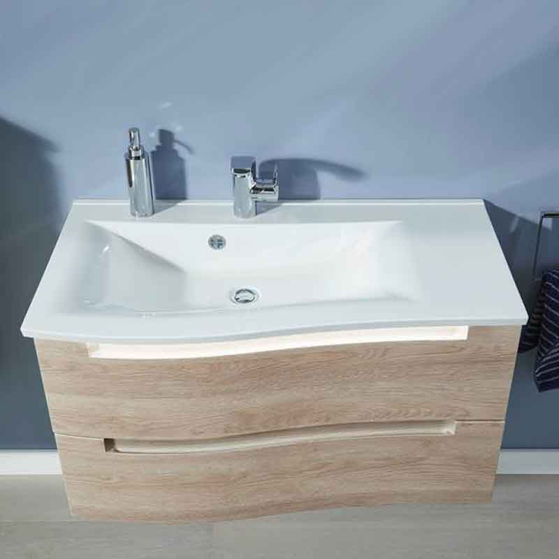 Laguna Brio Waschtisch mit Waschtischunterschrank 121,2 cm | mit LED-Beleuchtung | Cosmos grey ...