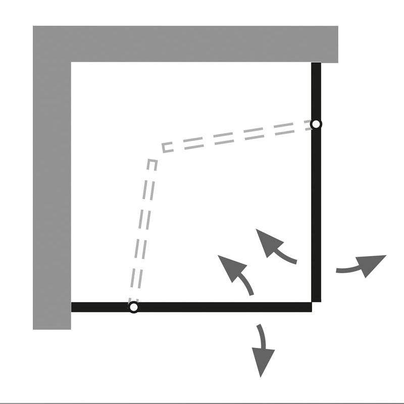 HSK Exklusiv 2.0 Eckeinstieg Duschkabine 4-teilig | chrom optik (Alu poliert) | mit Stangengriff ...