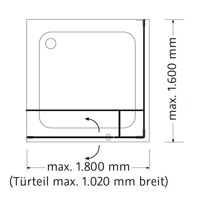 HSK K2 Drehtür Nebenteil + Seitenwand | ohne Edelglas | ESG klar | Anschlag Rechts | HS-K2.21-50 ...