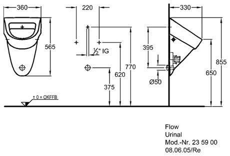 Geberit Flow Urinal 36 x 56,5 cm | Weiß | KE-235900000