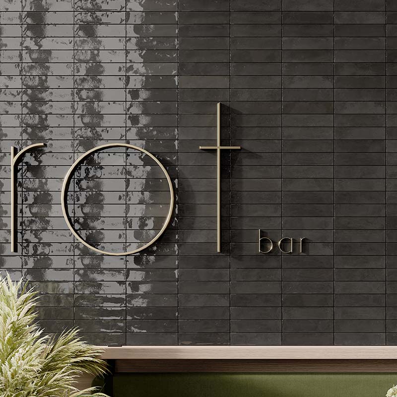 Zellige Fliese Marrakech Black Brick 4,8 x 20 cm | RN-J92230