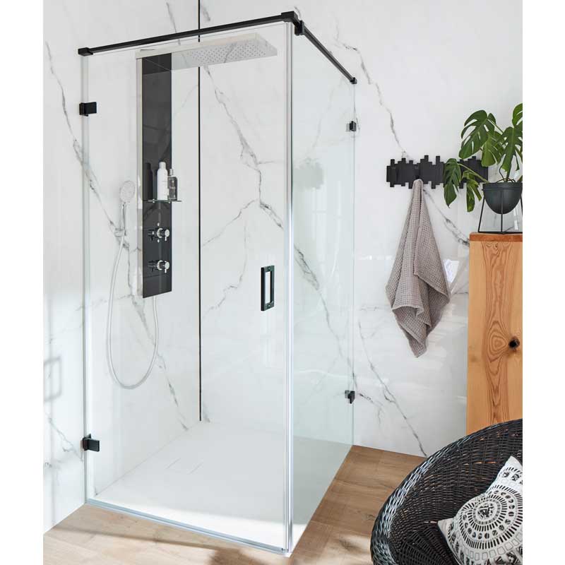 HSK Atelier Plan Pur Drehtür mit Seitenwand | mit Edelglas | ESG klar ...