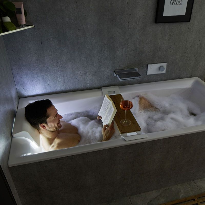Riho Still Square Badewanne mit LED Beleuchtung | Kopfstütze Links ...