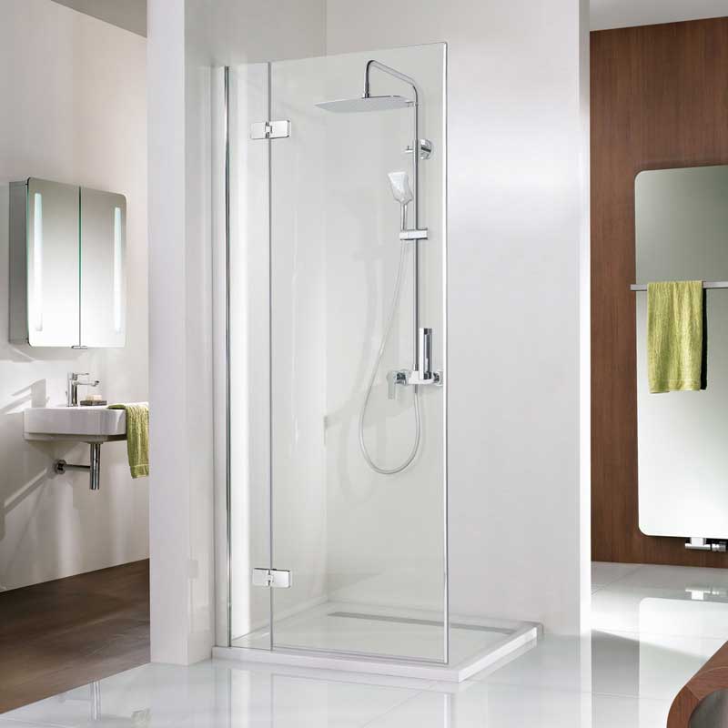 HSK Premium Softcube Drehtür pendelbar für Seitenwand 80 cm | chrom optik (Alu poliert) | ohne ...