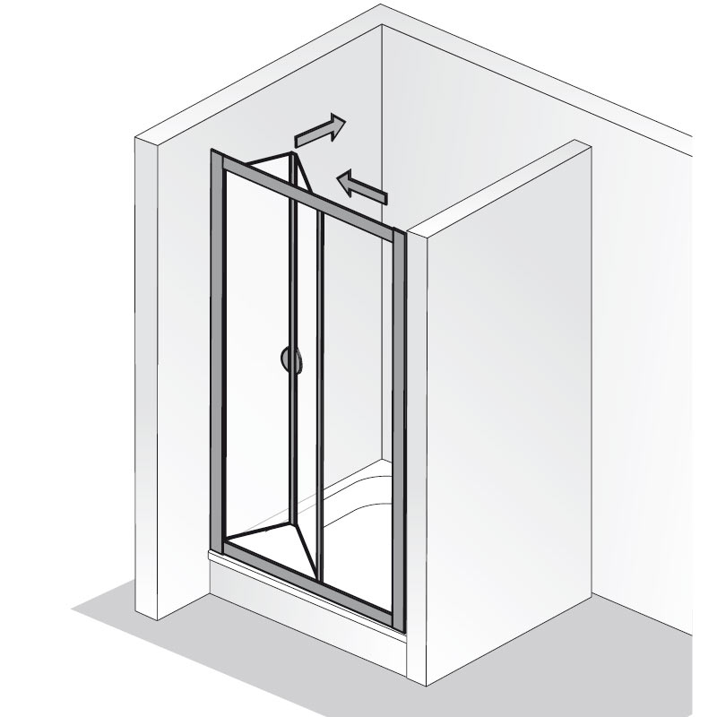 HSK Favorit Falttür Duschkabine 2-tlg. 80 x 185 cm | Alu Silber Matt | ohne Edelglas | 80 cm ...