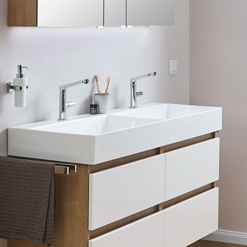 Laguna highline 150 Squared Doppel-Waschtisch 1220 x 450 mm | 1220 x 450 mm | mit 2 Hahnlöcher ...