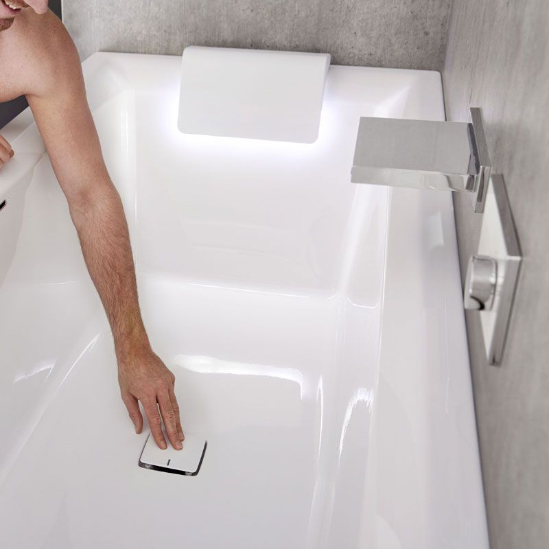Riho Still Square Badewanne mit LED Beleuchtung | Kopfstütze Links ...